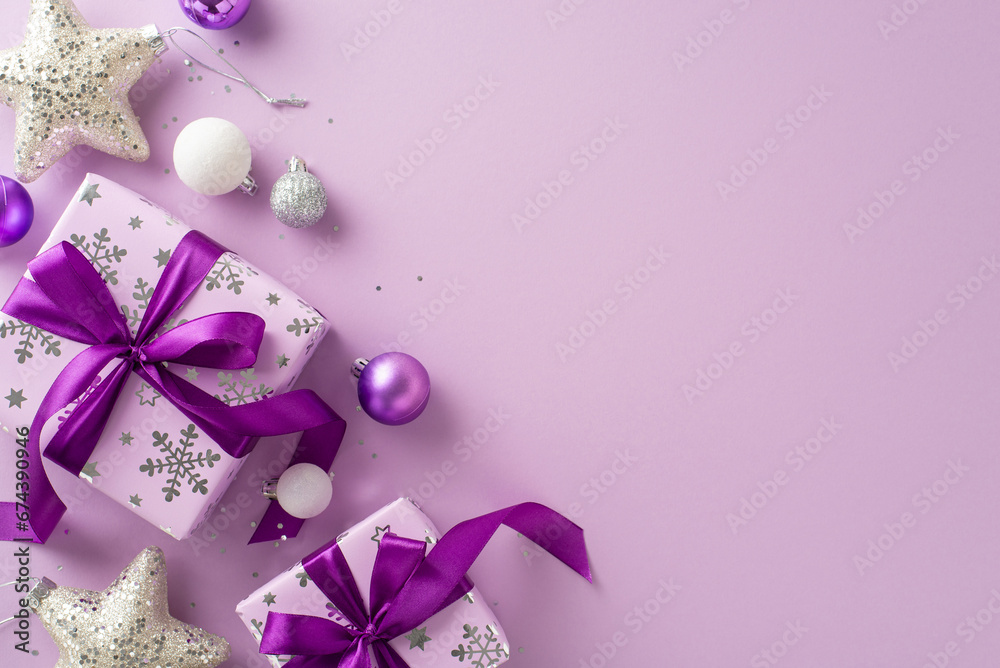 Celebrate with this present-themed image concept. Overhead shot of ...