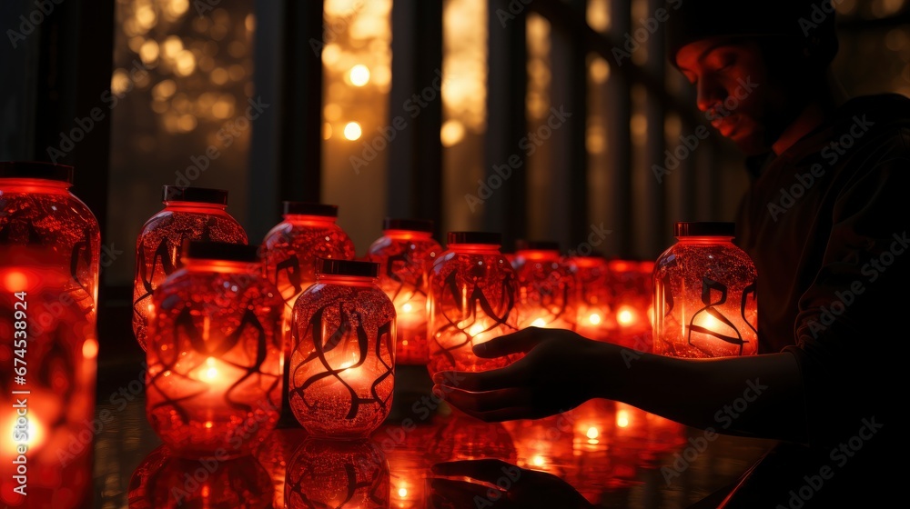 A Person Releasing Lanterns With Messages Of Unit, Background Images ...