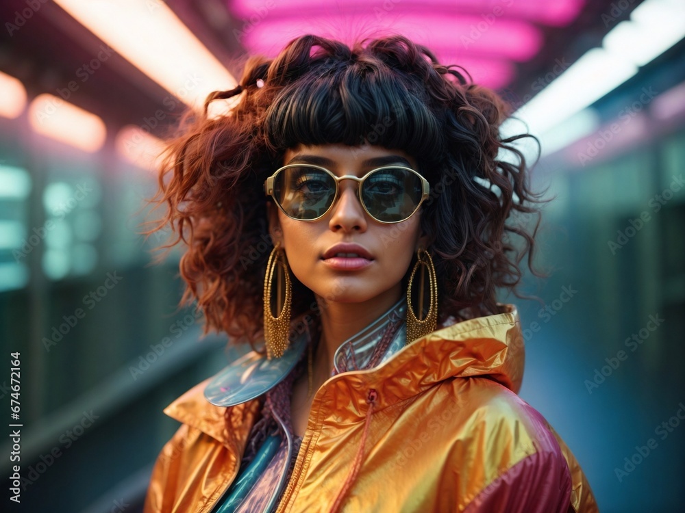 Dressed in the latest fashion trends of the time, including chunky ...