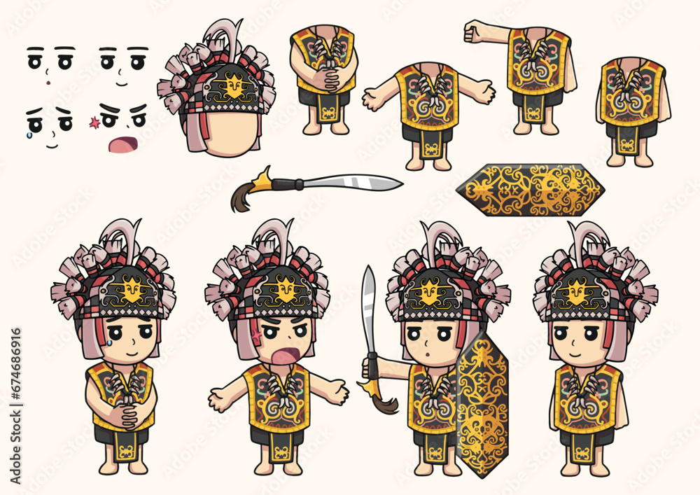 Dayak Traditional Costume Set of Indonesian traditional Costume Cloth ...