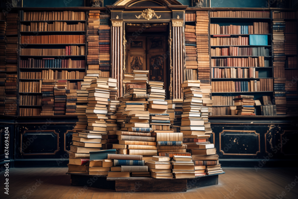 a stack of old books in the library Stock Photo | Adobe Stock