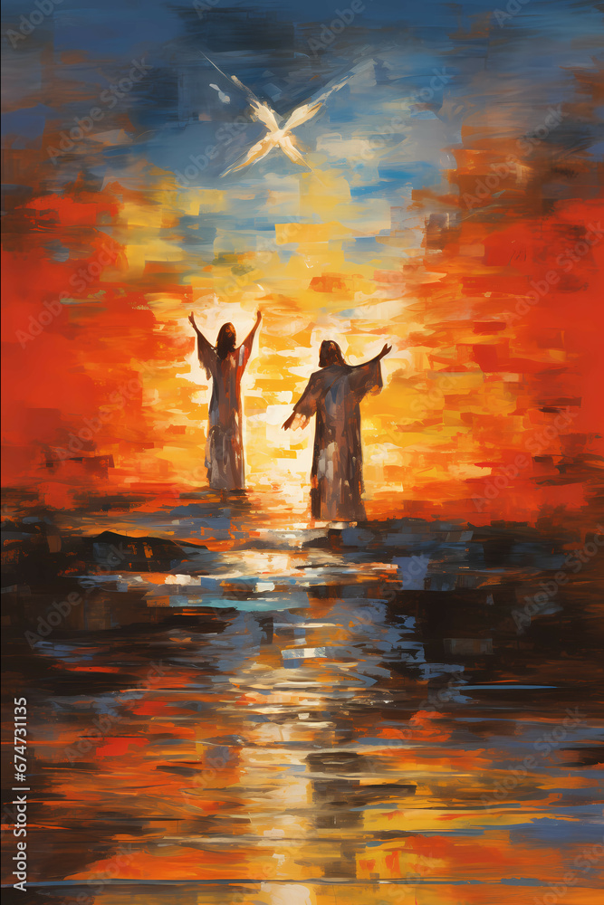 Stock-Illustration „Baptized Jesus Christ John the Baptist in ...