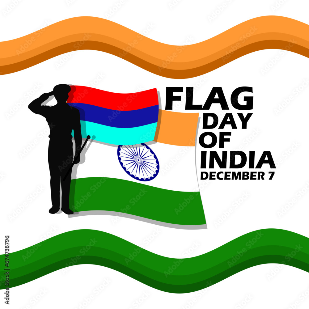 Flag Day of India banner, The Indian flag is flying with the emblematic ...