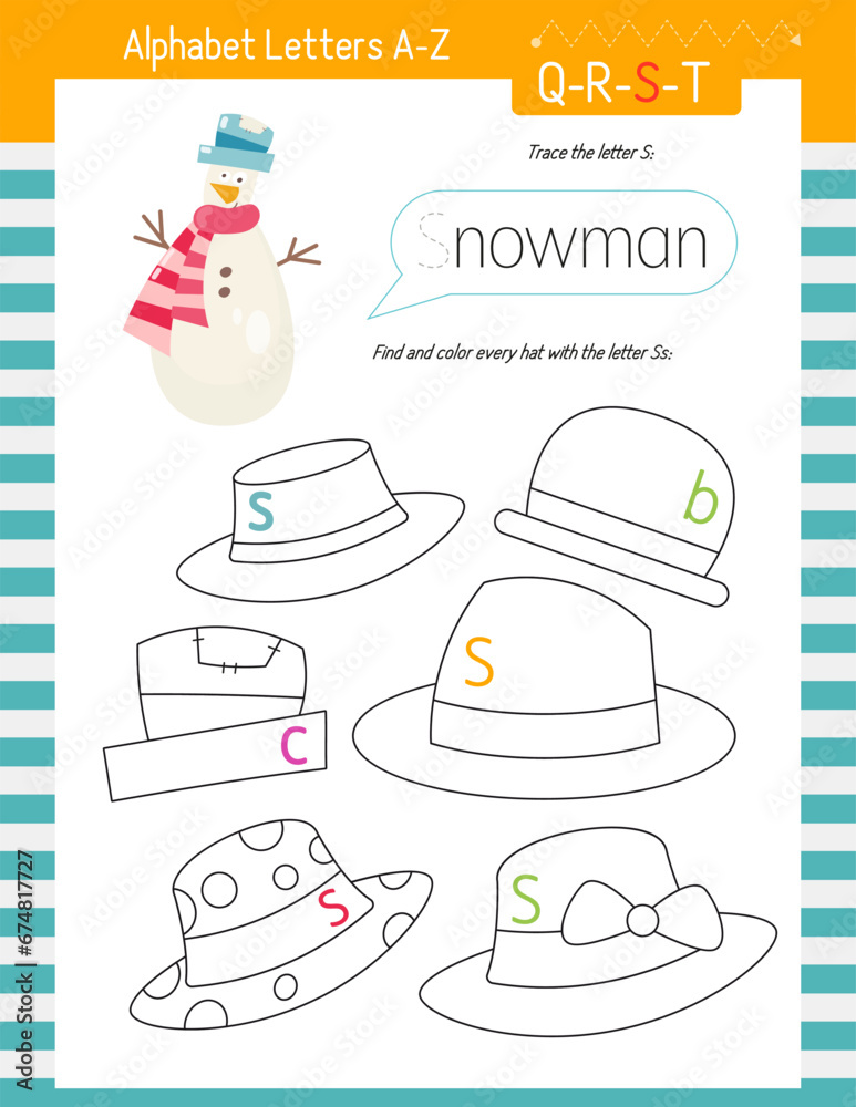 Letter Trace, find and color Worksheet for Kids Activity Book. For ...