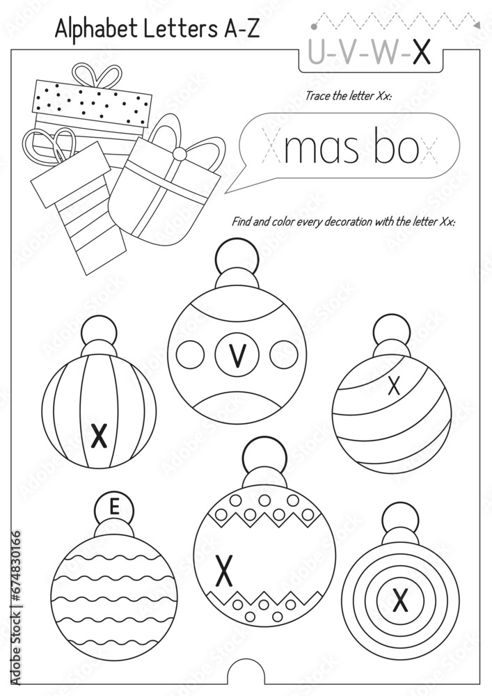 Letter Trace, find and color Worksheet for Kids Activity Book. For ...