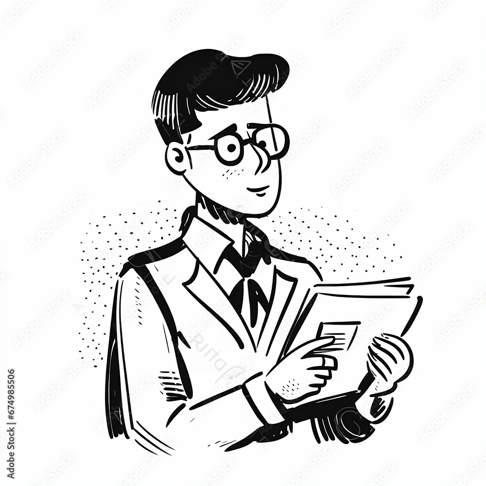 AI generated illustration of a pencil drawing of a scholar going ...