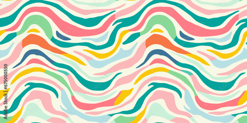 Colorful line doodle seamless pattern. Creative minimalist style art ...