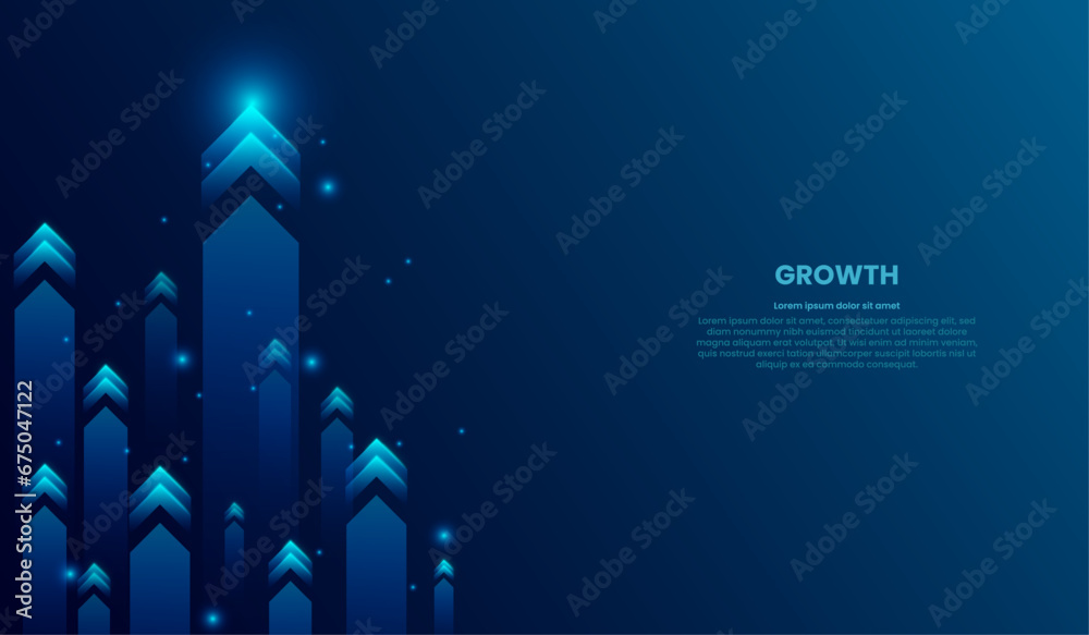 Growth Up arrows in blue futuristic style on dark technology background ...