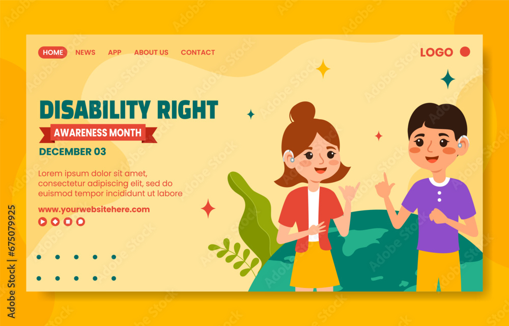 Disability Rights Awareness Month Social Media Landing Page Cartoon ...