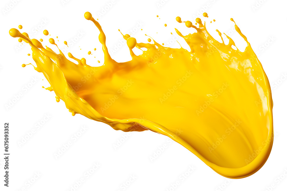 yellow paint splash isolated on transparent background - splashing effect design element PNG ...