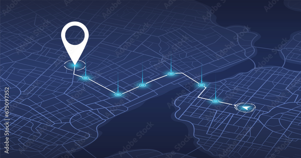 Dashboard with satellite, location and roadmap for navigation. Big data ...