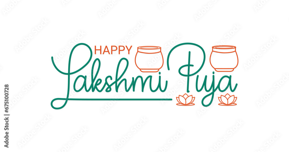 Happy Lakshmi Puja. Handwritten text calligraphy. Great for Lakshmi ...