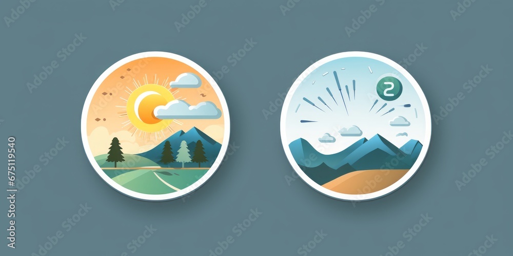 Weather Icons Displaying a Heat Wave and Clock, Keeping You Informed ...