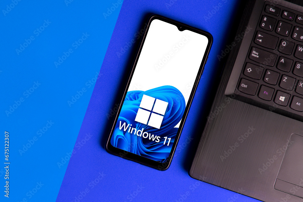 Windows 11. Concept of new Windows 11 operating system seen on a ...