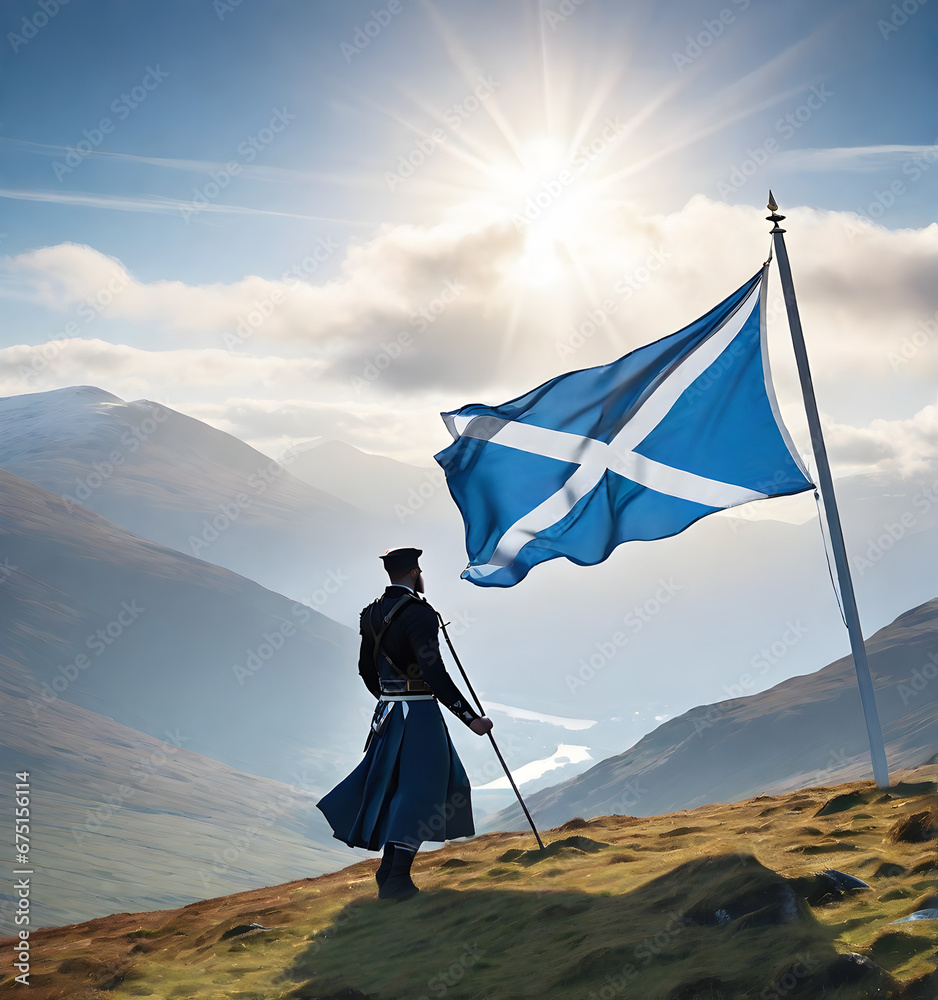 Saltire Flag Waving: Celebrating St. Andrew's Day in Scotland ...