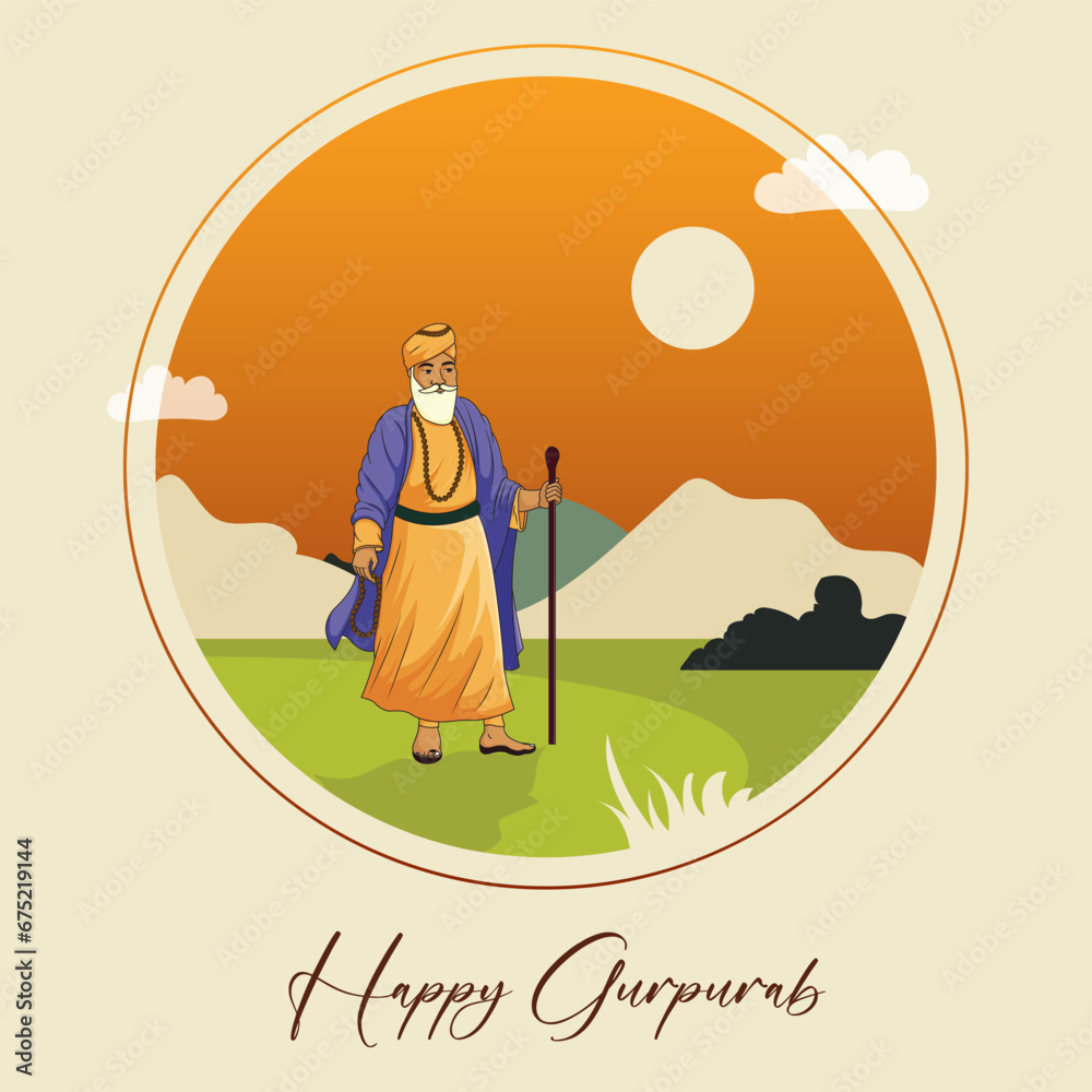 Vector illustration for Indian festival gurunanak jayanti praksh parv ...