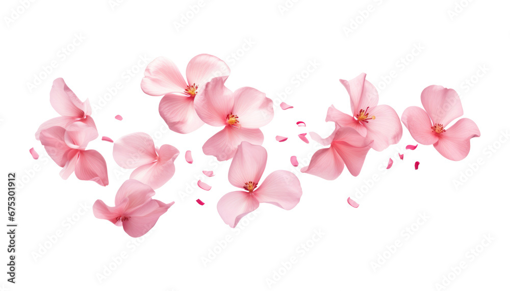 flying pink blossom flowers isolated on transparent background cutout ...