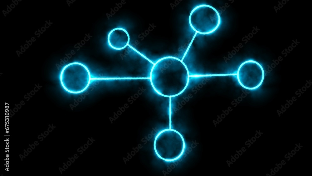 Molecule neon icon. Neon line molecule icon. Structure of molecules in ...