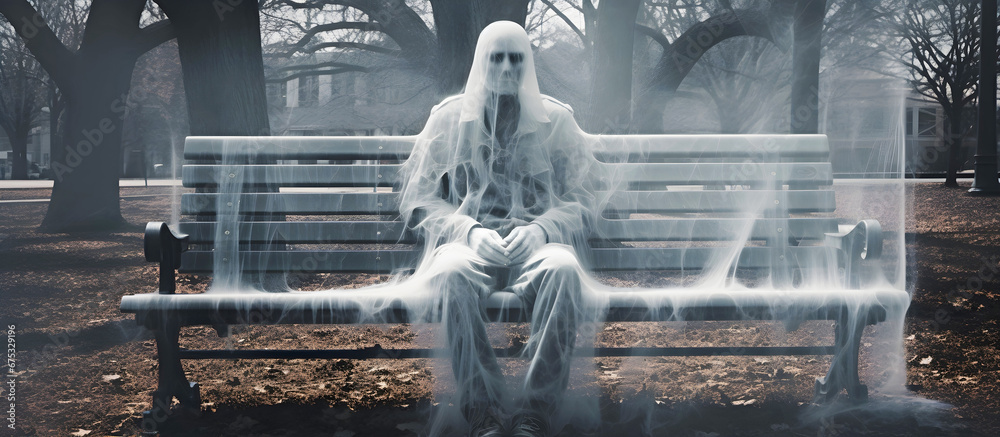 ghost on the bench. AI generated. Stock Illustration | Adobe Stock