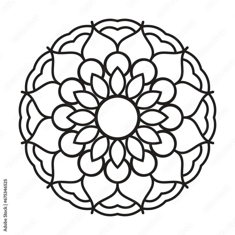 easy mandala coloring pages - simple mandalas black and white outline ...