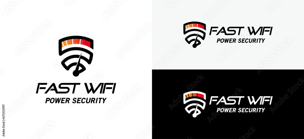 Internet speed logo design with wifi digital shield symbol template ...