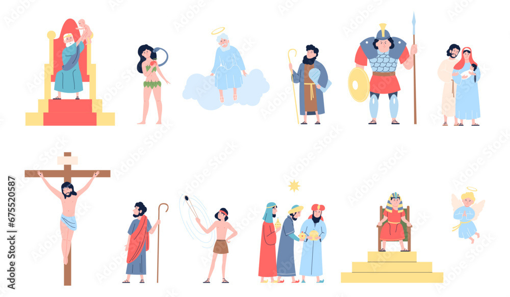 Bible characters. Holy historical and mythologies people, christian ...