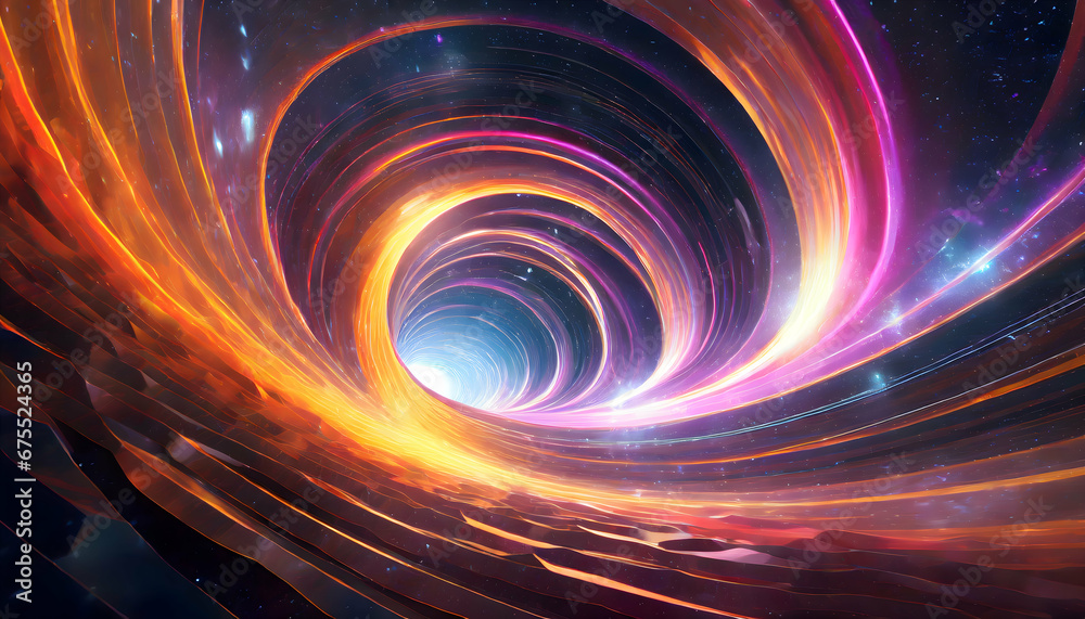 Abstract background evoking a high-speed wormhole journey, featuring a ...