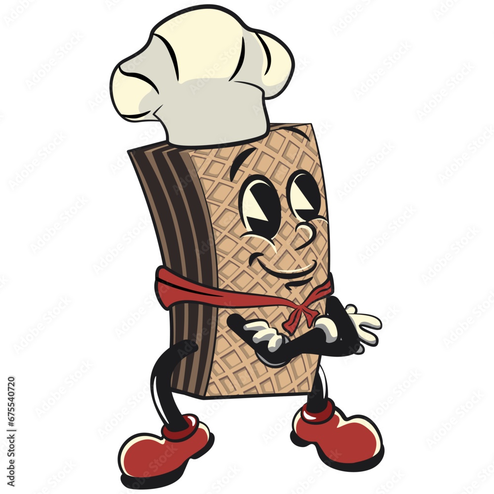 vintage mascot pair of wafer chocolate characters with funny faces ...