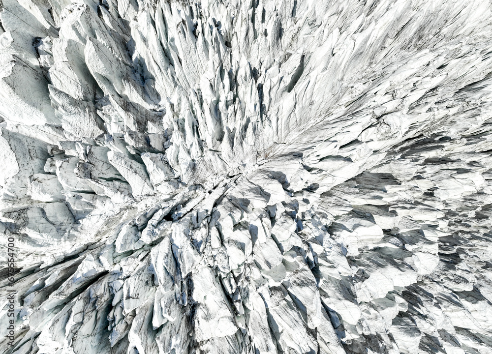 Huge glacier with pure white ice at clear sunny weather. Beautiful ...