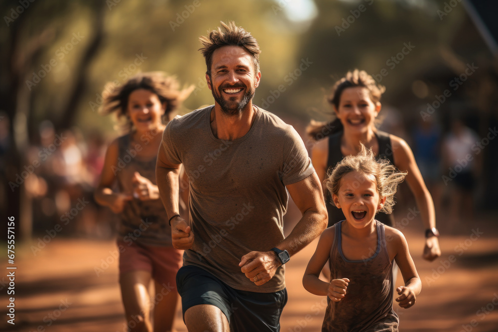 A family taking part in a local fun run to celebrate Australia Day ...