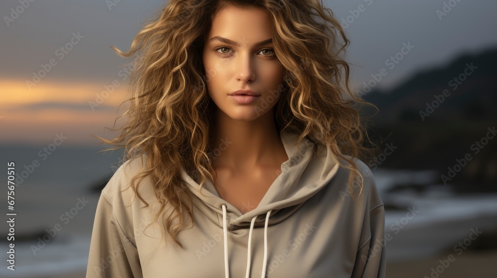 Full Body Young Woman Wear Grey, Gradient Color Background, Background ...