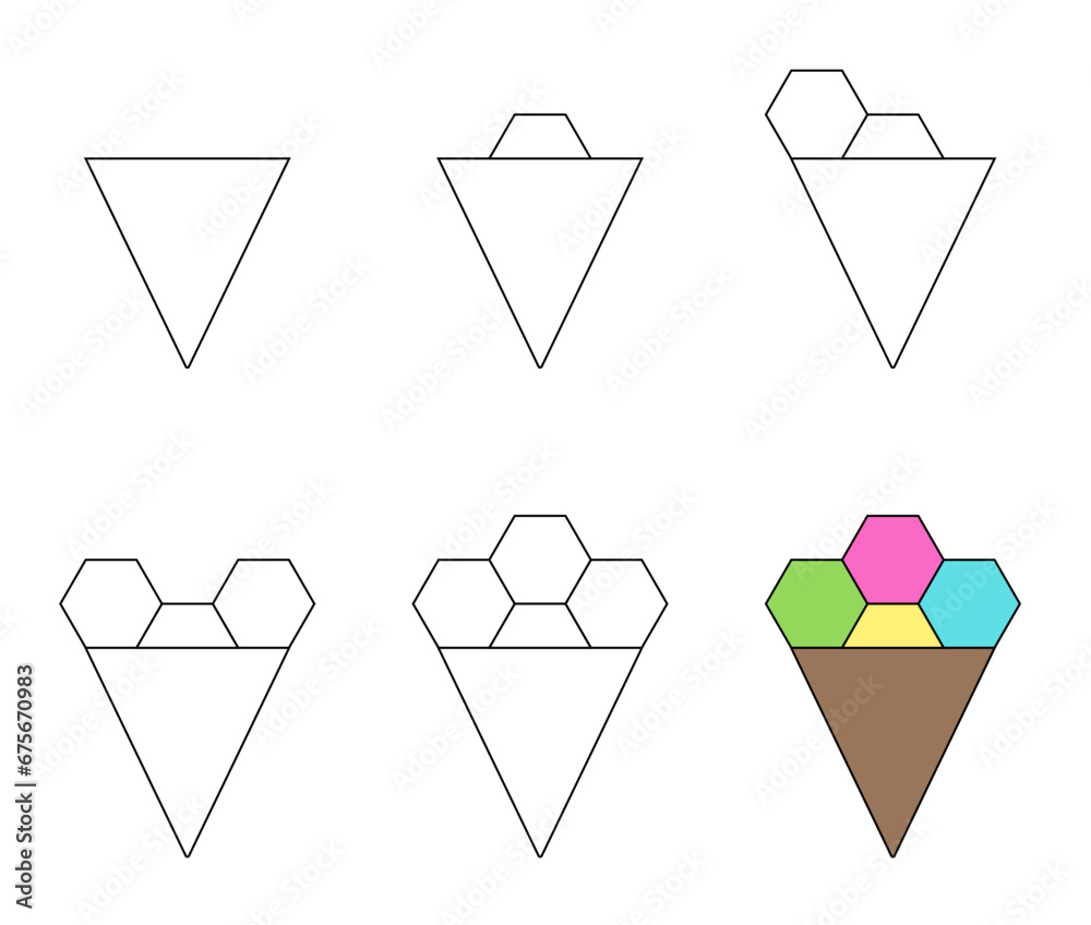 Worksheet easy guide to drawing cartoon ice cream. Simple step-by-step ...