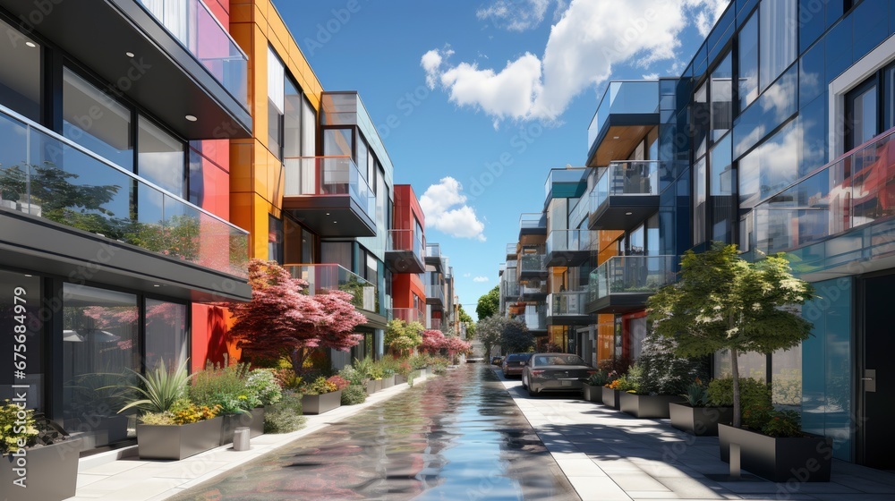 Modern Exterior New Luxury Residential Building, Ultra Bright Colors ...