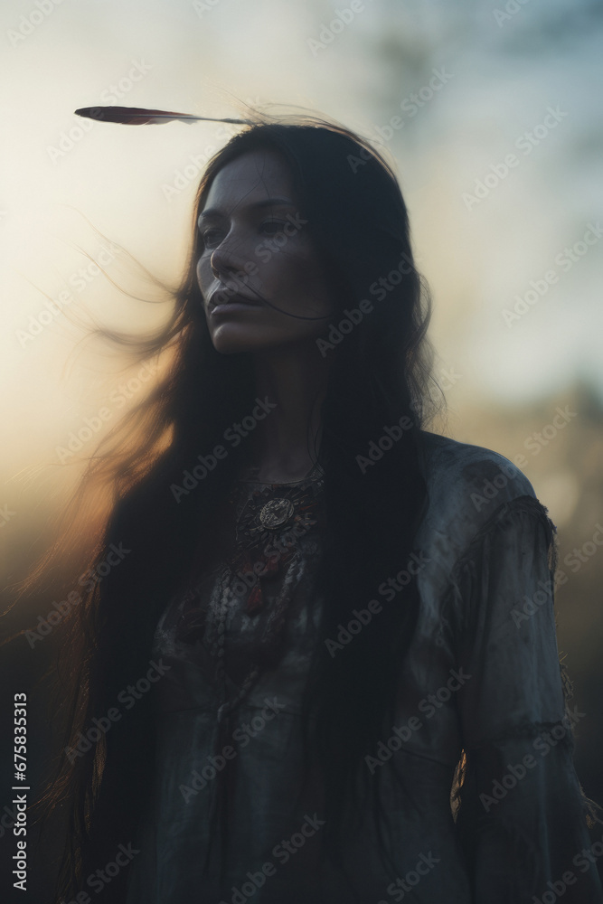 Native American Indigenous Woman - Pretty young female Warrior ...