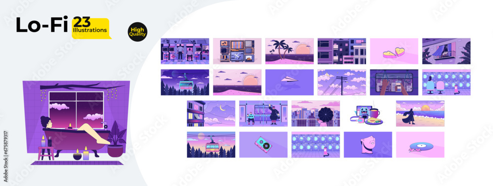 Sad nostalgia night time lofi wallpapers bundle. Nostalgic vintage ...