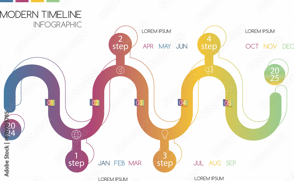 Ilustración de Stock Business step timeline infographic arrow template ...