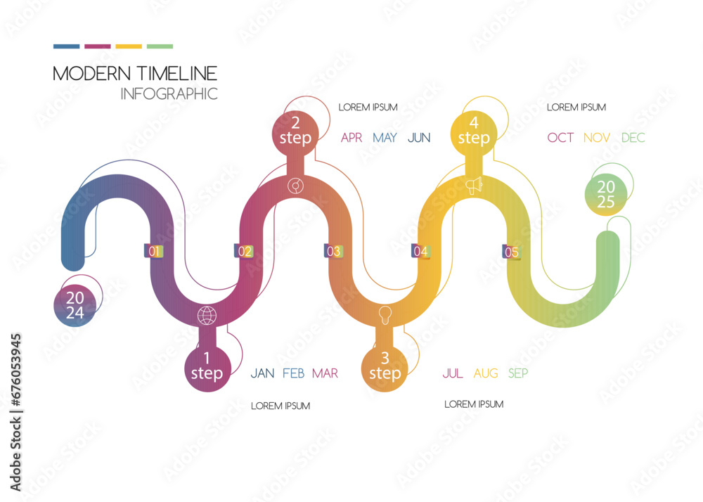 Business step timeline infographic arrow template. Modern calendar ...
