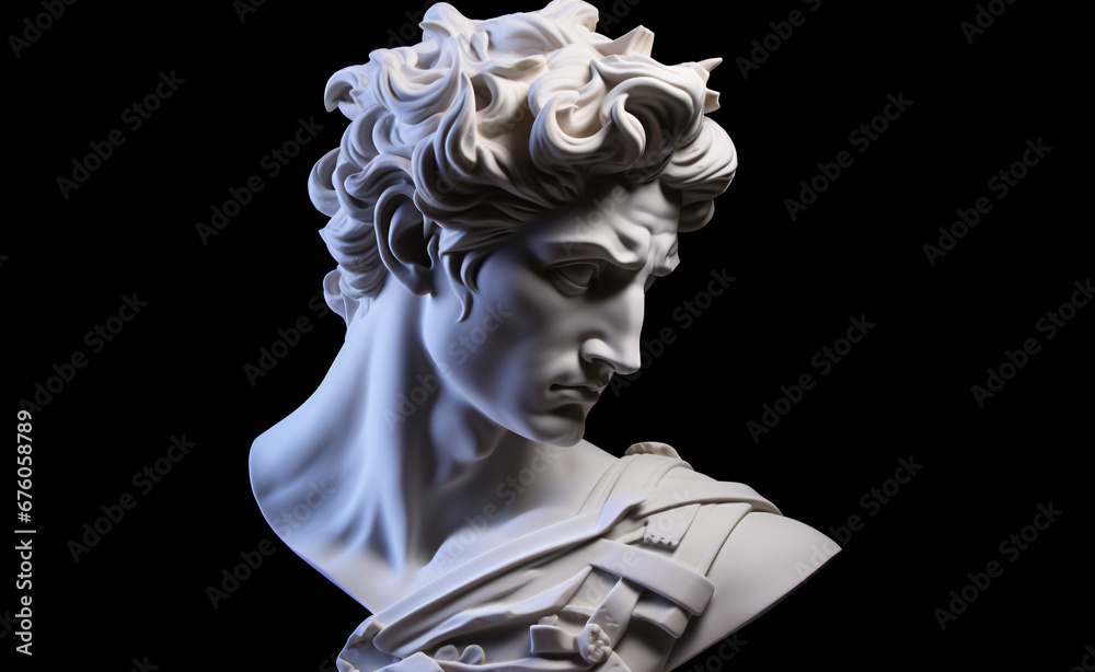 white statue of the genitor of artemis on black background ...