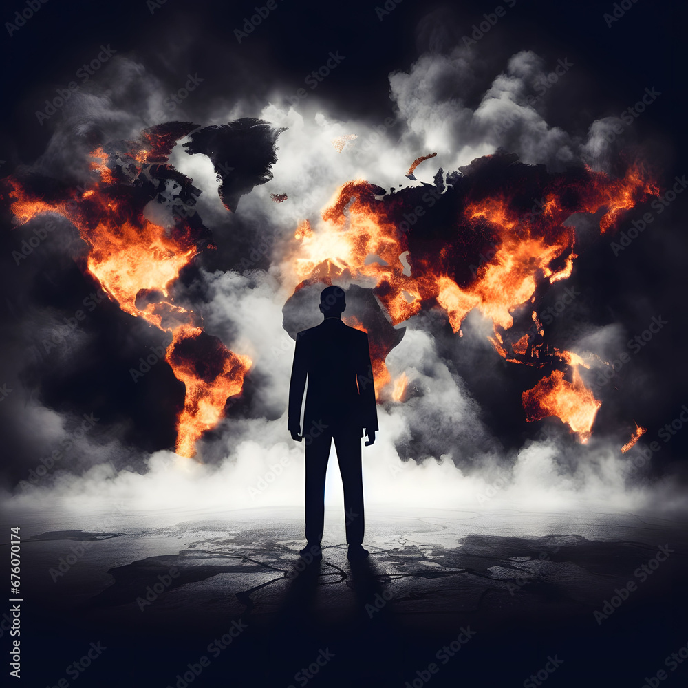 concept of worldwide geopolitics. mysterious people building new world order constructing world ...