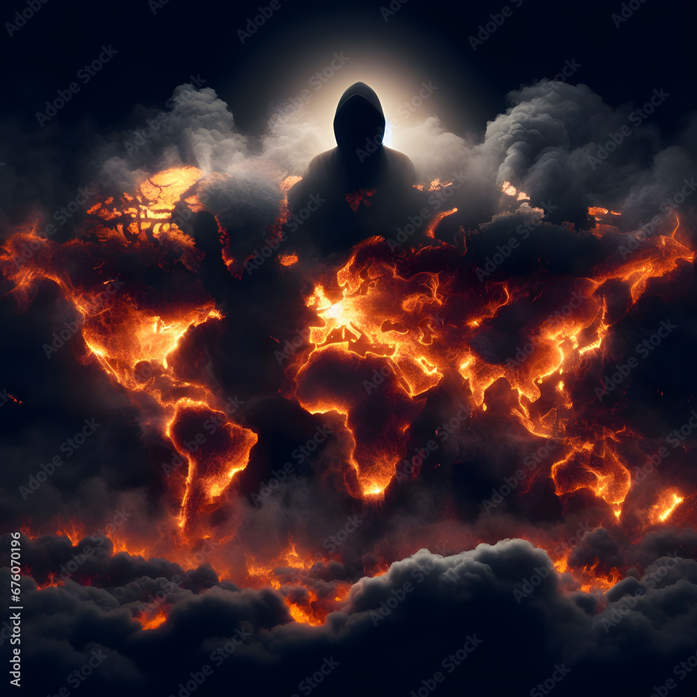 concept of worldwide geopolitics. mysterious people building new world ...