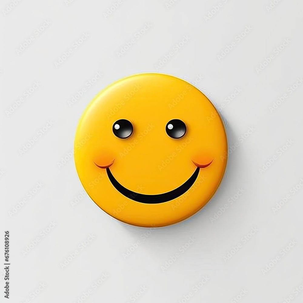 Yellow Cheerful Smiley Emoji Sticker, Badge, Emoticon, Label, Print ...