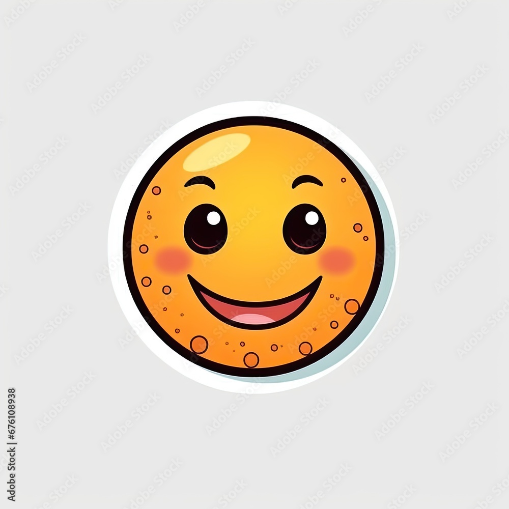 Yellow Cheerful Smiley Emoji Sticker, Badge, Emoticon, Label, Print ...