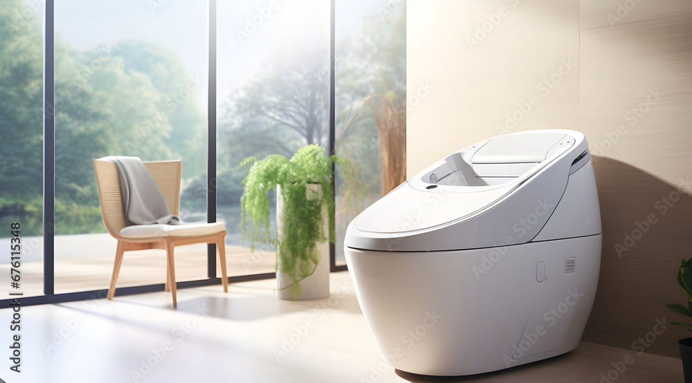 High-end next-generation toilet in a modern bathroom setting ...