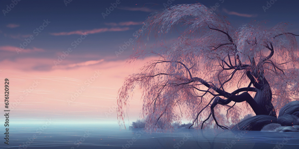 Willow in the Wind: A weeping willow tree animated with branches that ...