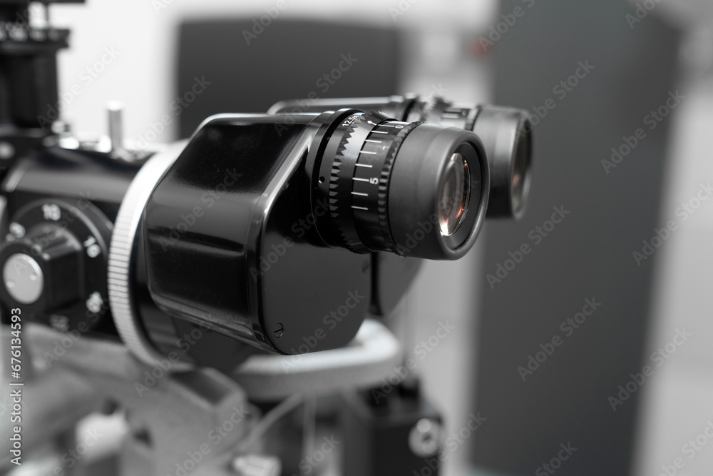 ophthalmic equipment placed in light contemporary optical shop for ...