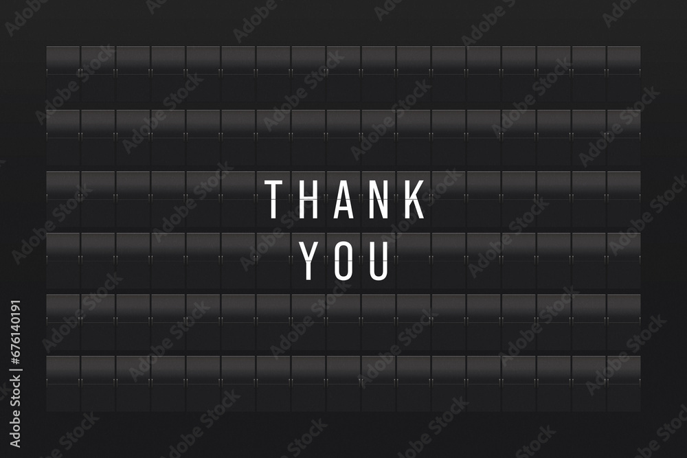 Thank You Text on Split Flap Display Board. Black Background. Minimal ...