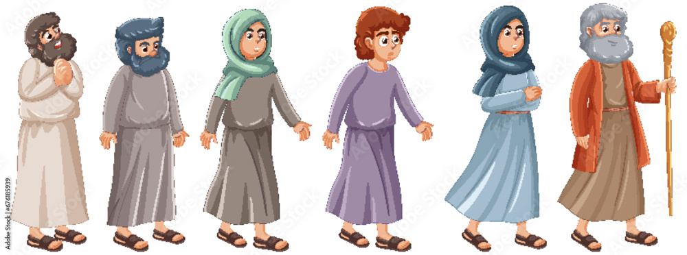 Ancient Muslim People Cartoon Characters: Moses Bible Story Stock ...