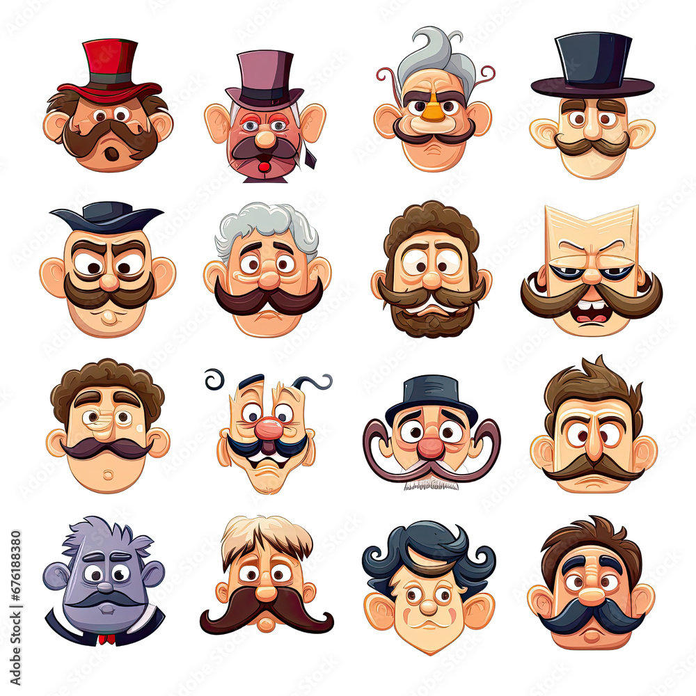 Old cartoon mascot character elements. different clipart, faces, limbs ...