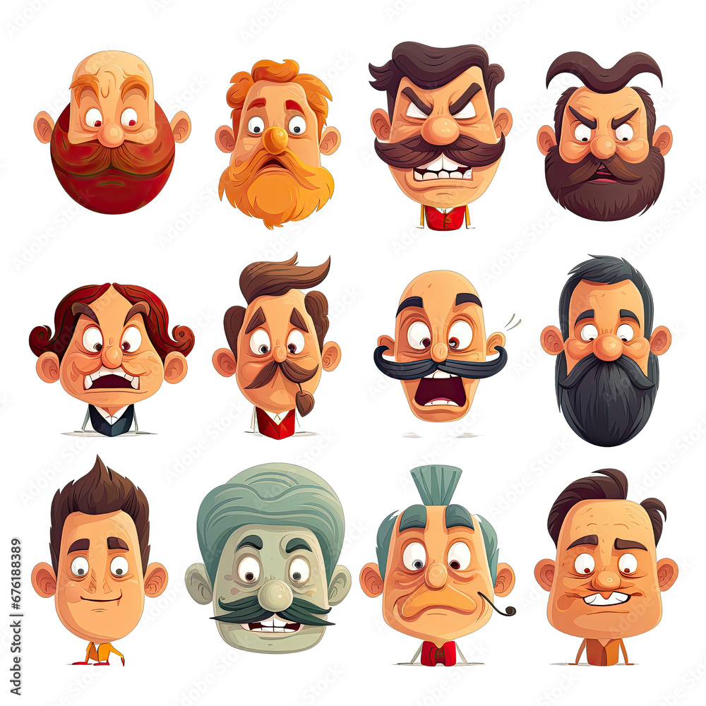 Old cartoon mascot character elements. different clipart, faces, limbs ...