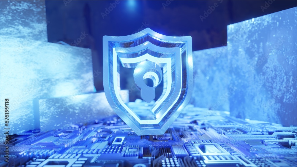 THINK TECHNOLOGY 3D, SECURITY, MODERN, Network Symbol Blue, Futuristic ...